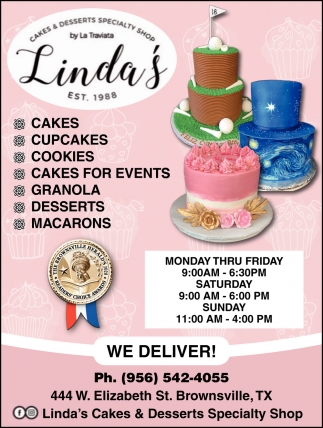 We Deliver!, Linda's Cakes & Deserts Specialty Shop, Brownsville, TX
