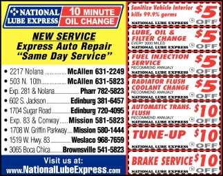 New Service, National Lube Express, Mcallen, TX
